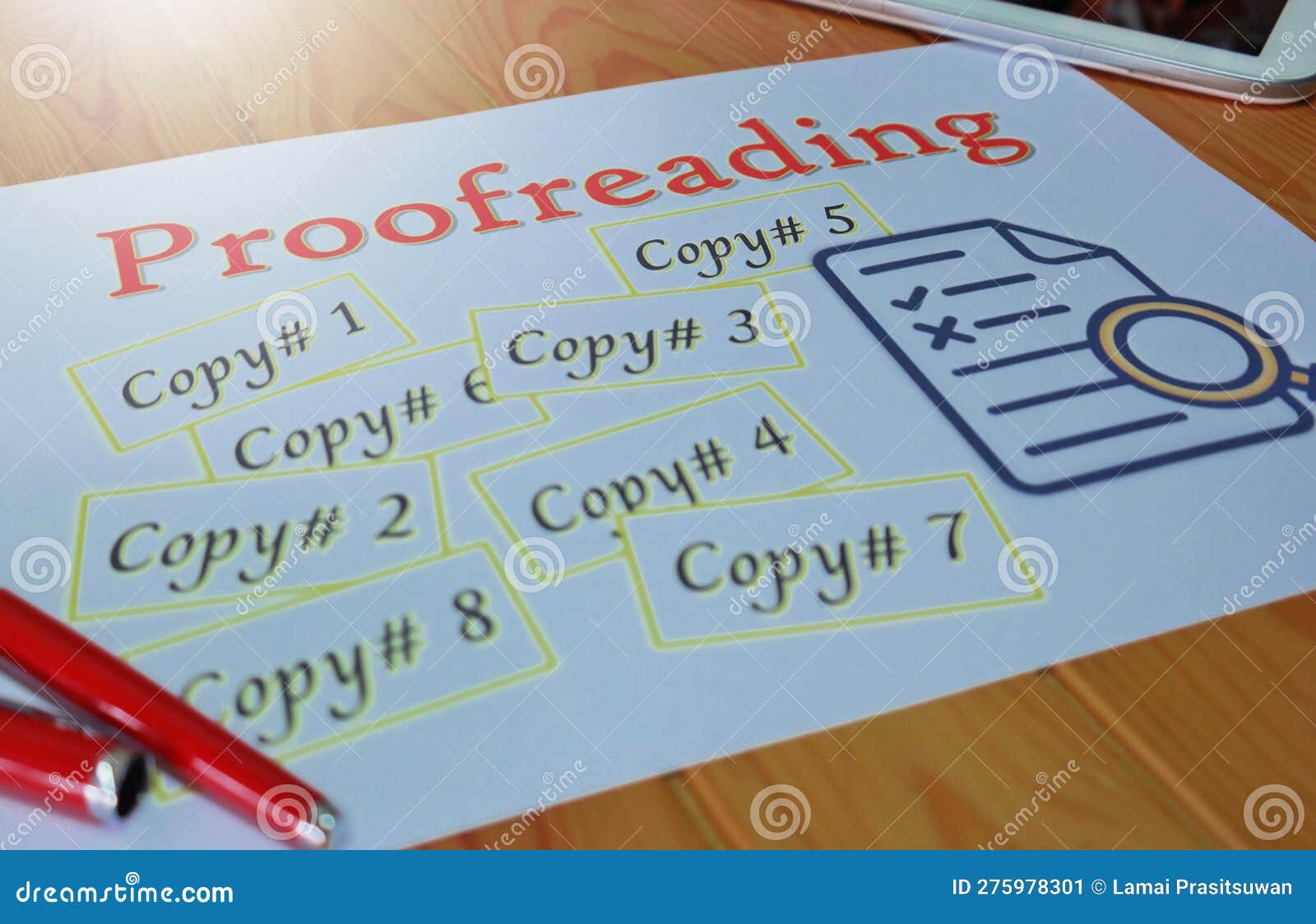 Proofreading Paper on Wooden Table Stock Image - Image of professional ...