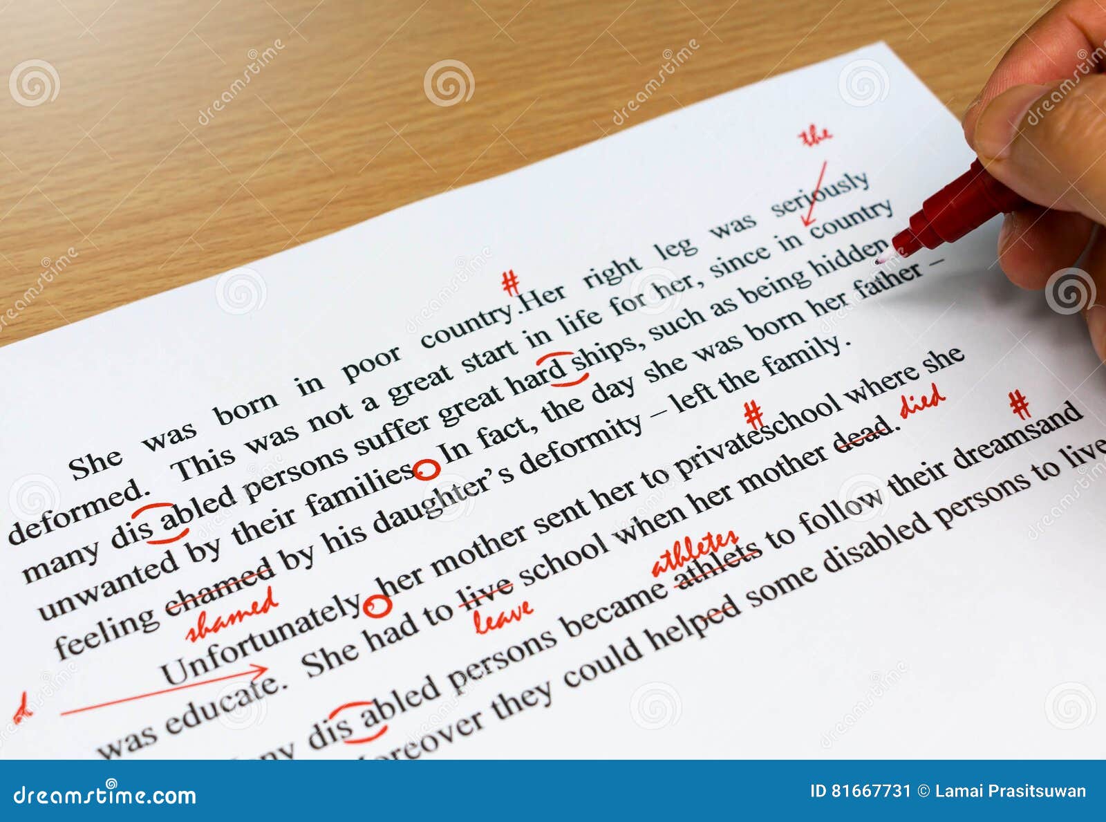 Proofreading Sheet on Table Stock Image - Image of assignment, story ...