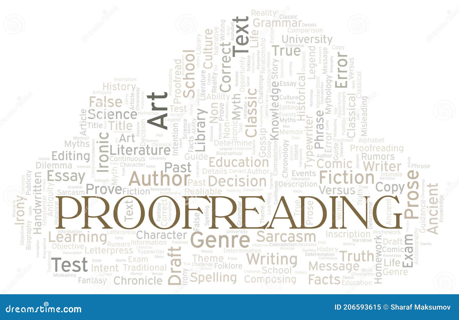 Proofreading Typography Word Cloud Create with the Text only Stock ...