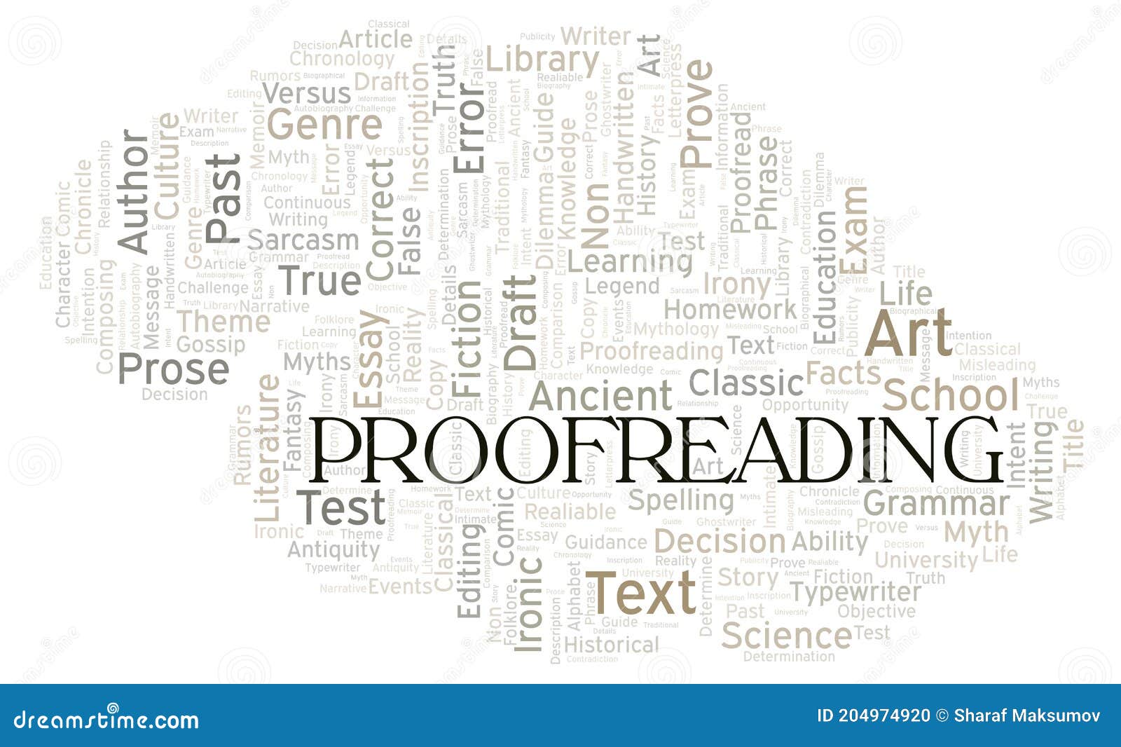 Proofreading Typography Word Cloud Create with the Text only Stock ...