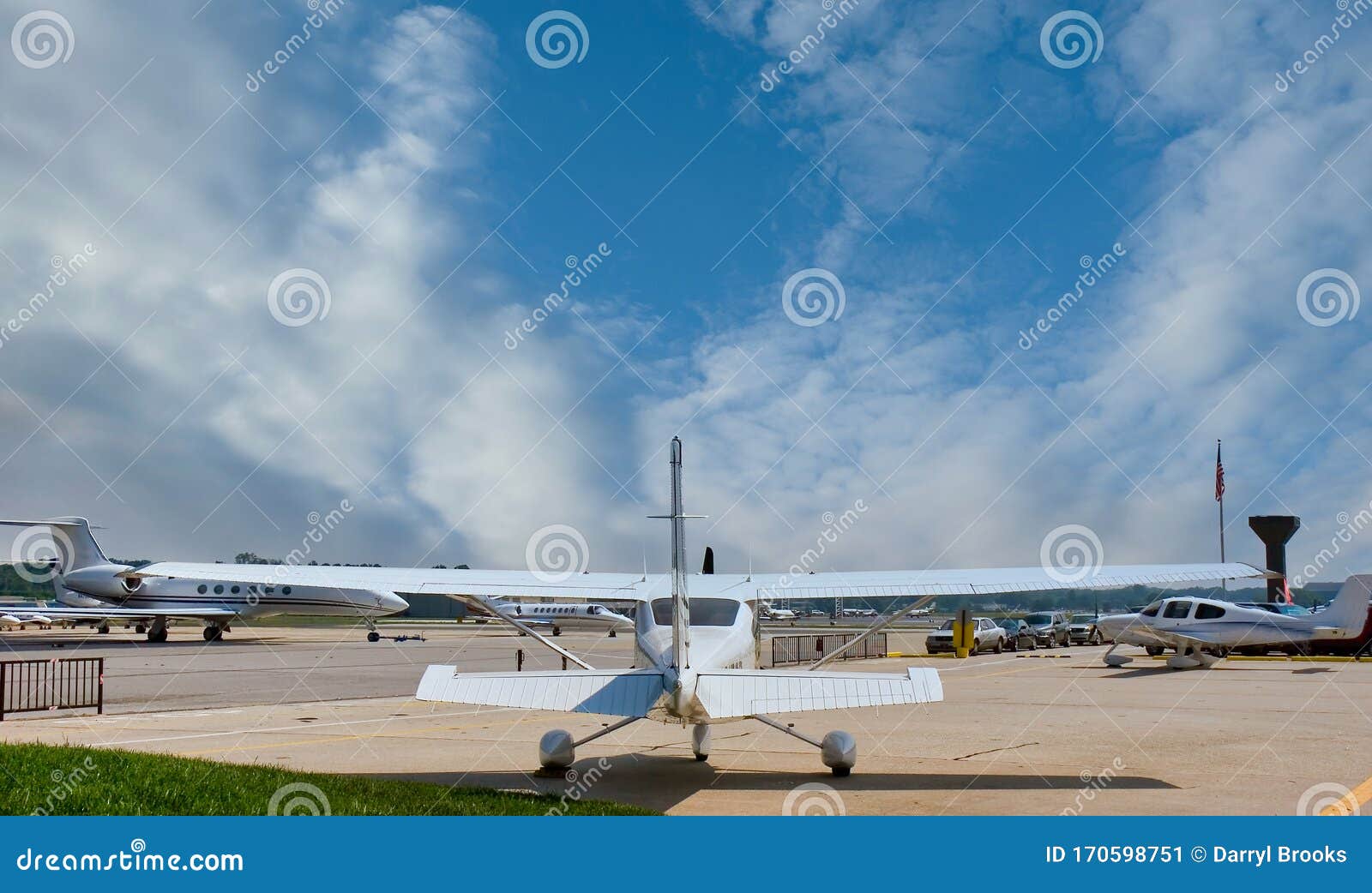 Prop Plane from Rear at Small Airport Stock Image - Image of complex ...