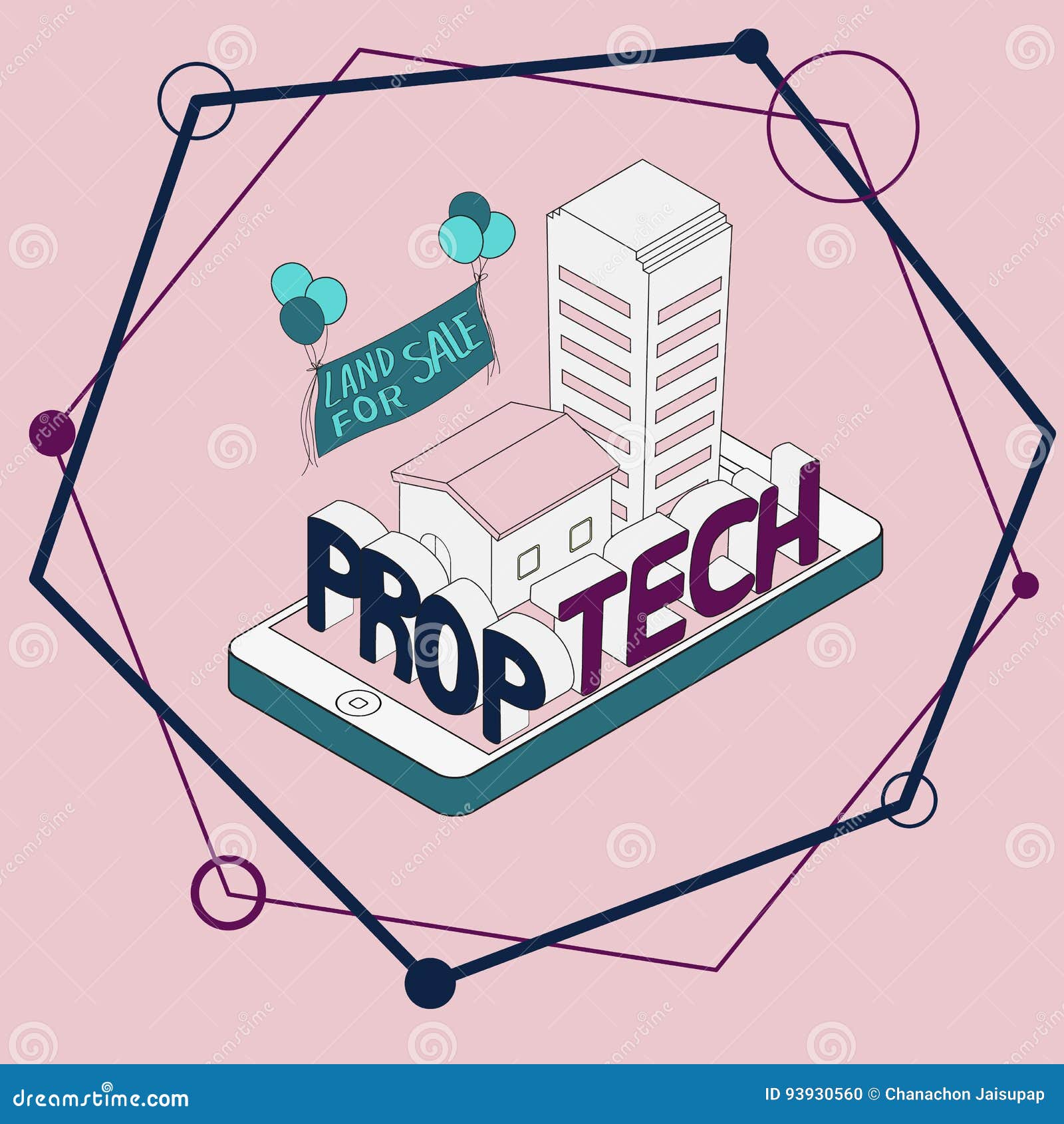 Prop tech stock vector. Illustration of isometric, future - 93930560