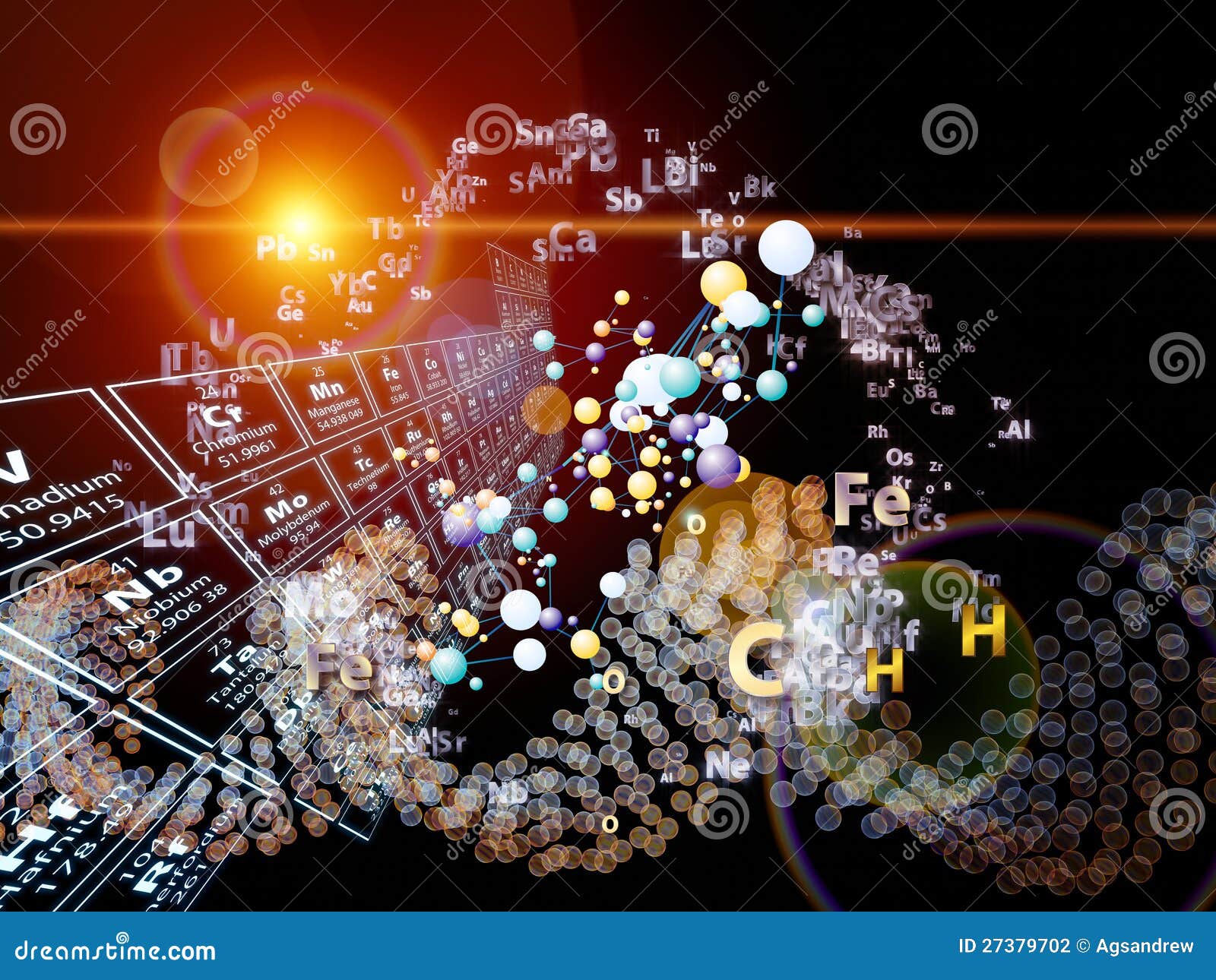 Propagation of Chemical Elements Stock Illustration - Illustration of ...
