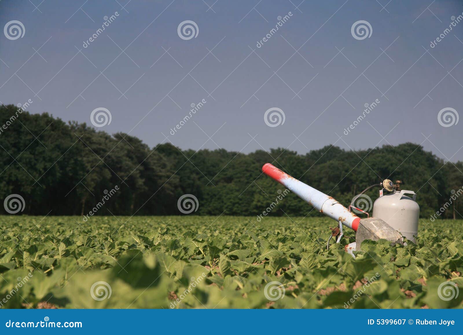 Propane Cannon in a Field with Young Crops Stock Image - Image of crops ...