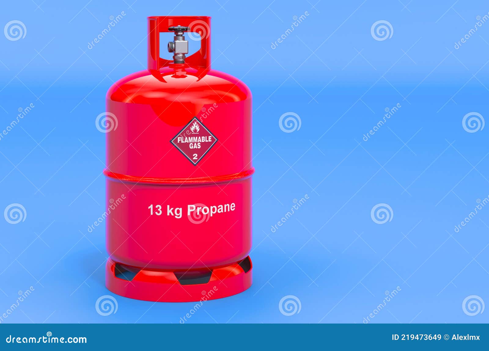 Propane Cylinder with Compressed Gas on Blue Backdrop, 3D Rendering ...