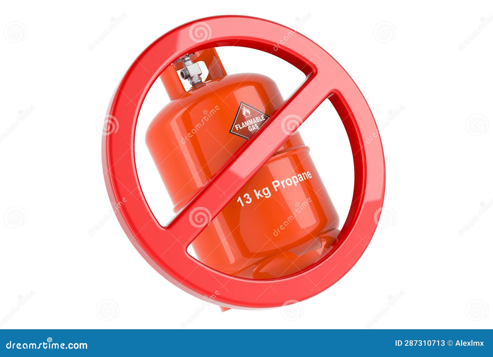 Propane Gas Cylinder with Forbidden Symbol. 3D Rendering Stock ...