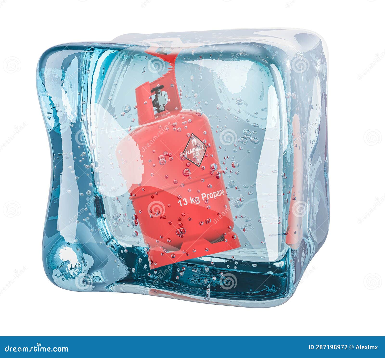 Propane Gas Cylinder in Ice Cube, 3D Rendering Stock Illustration ...