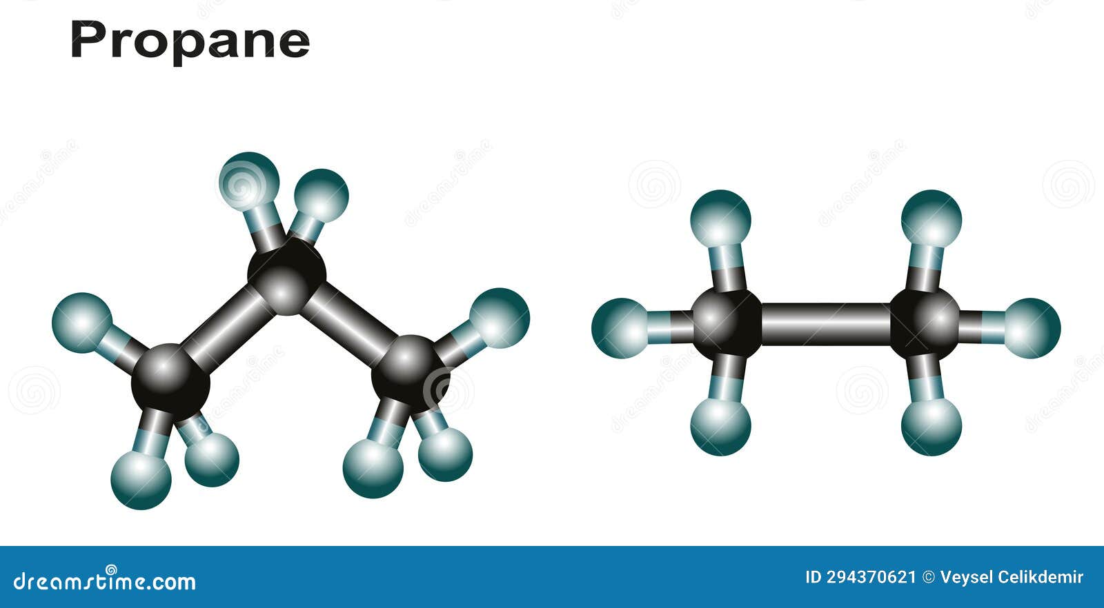Propane Gas Molecule Models and Physical Chemical Formulas Stock Vector ...