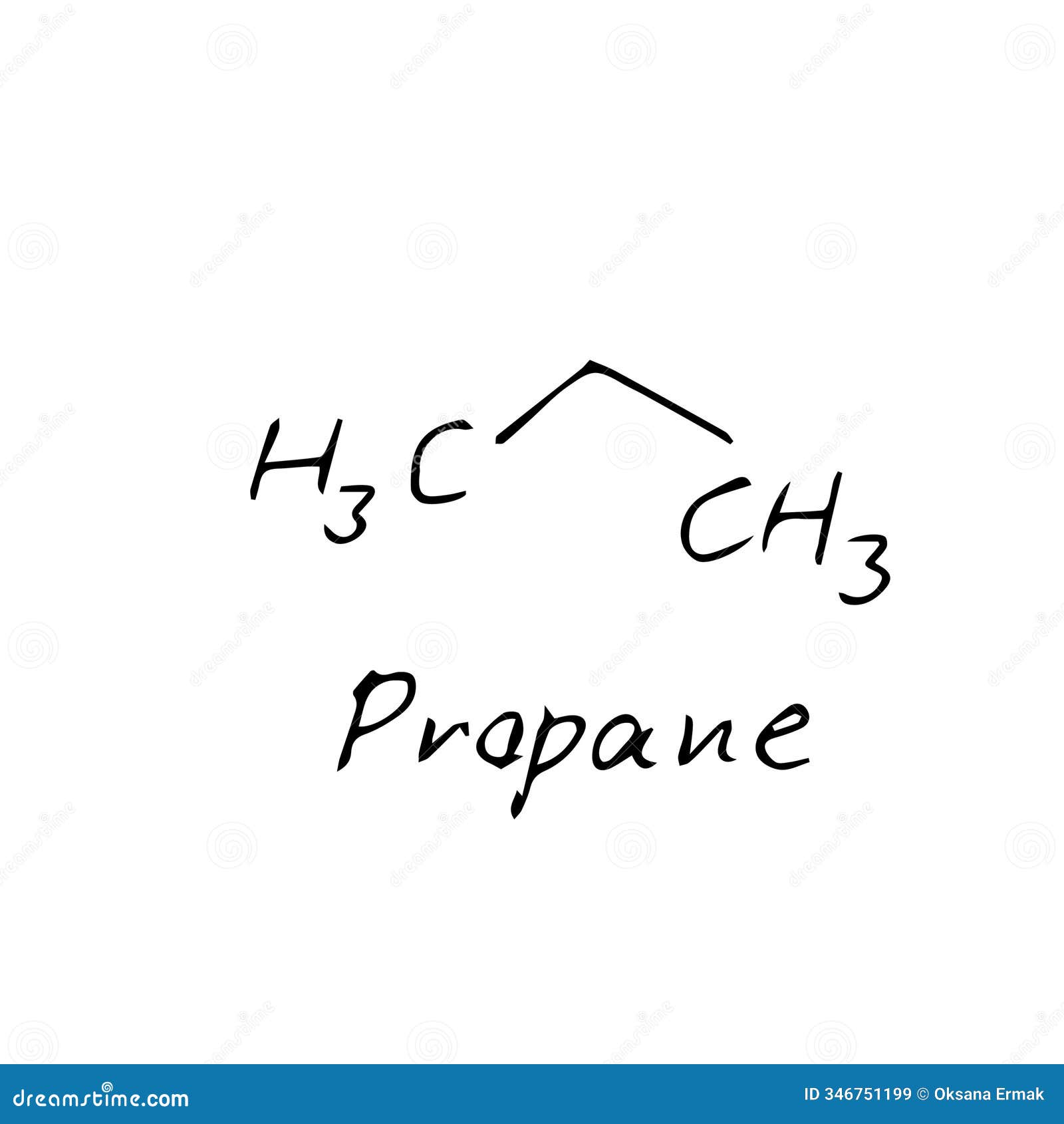 Propane Molecule Formula. Hand Drawn Imitation of Propane Structural ...