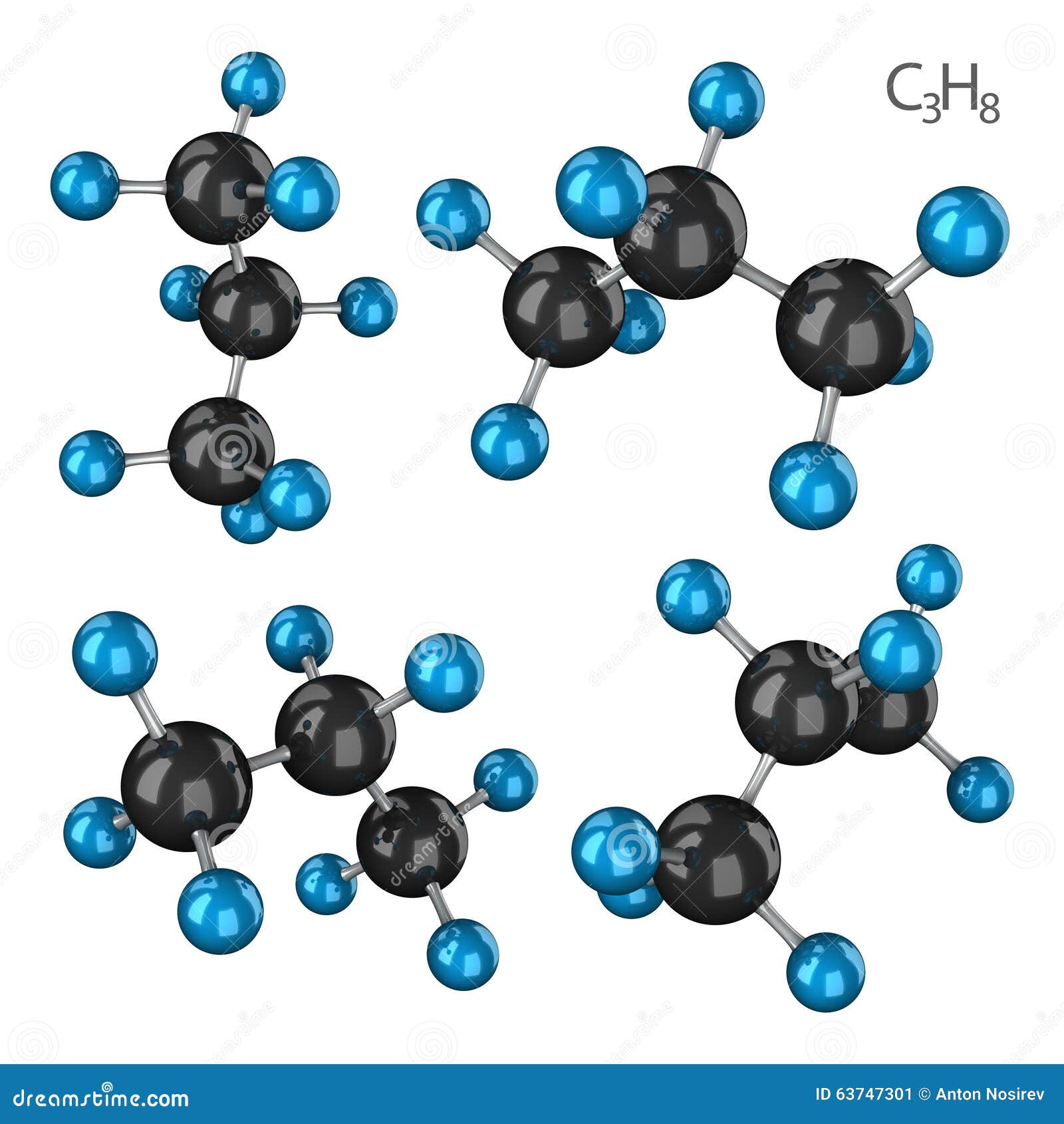 Propane molecule set stock illustration. Illustration of chemistry ...