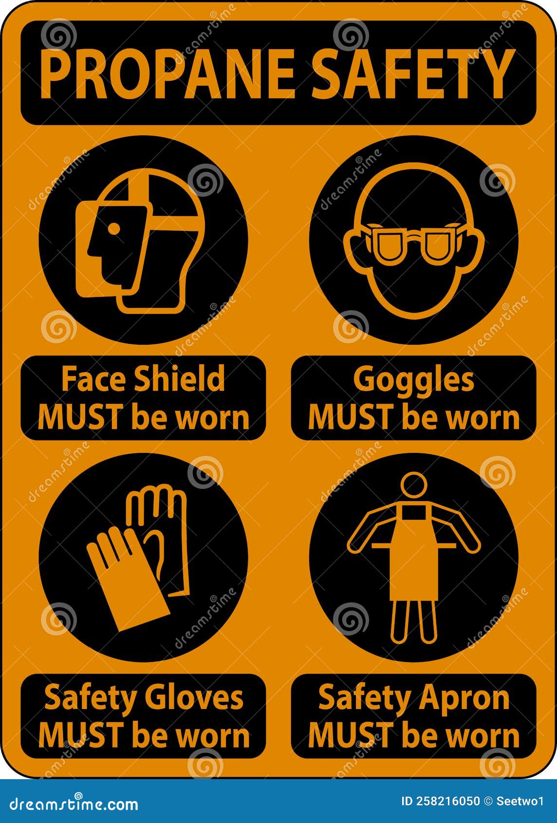 Propane Safety Personal Protection Sign on White Background Stock ...