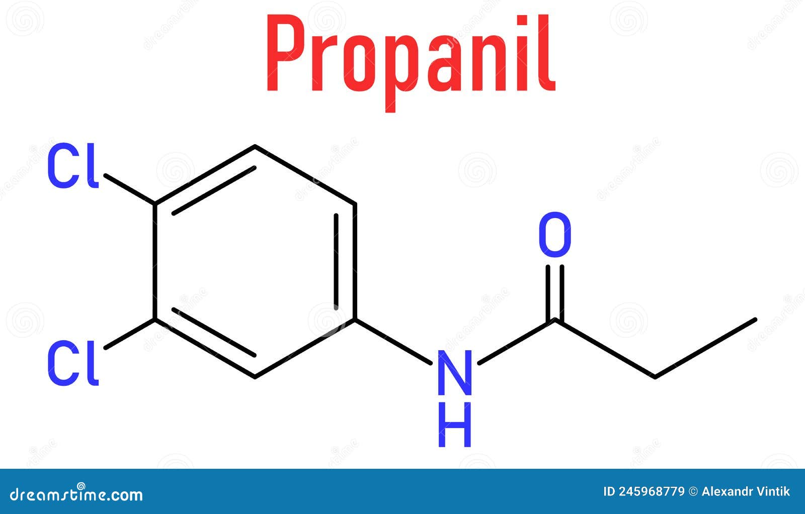Propanil Contact Herbicide Molecule, Skeletal Chemical Formula. Stock ...