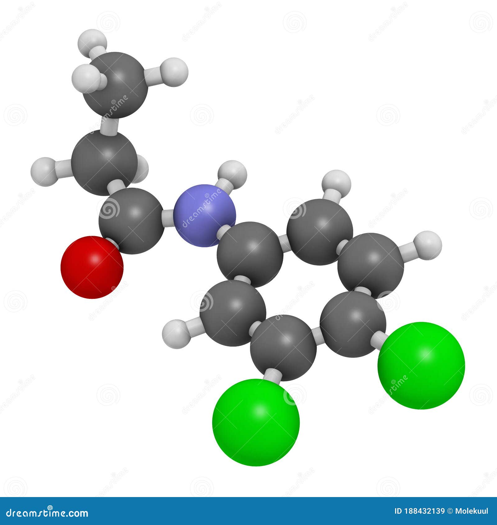 Propanil Herbicide Molecule. 3D Rendering Stock Illustration ...