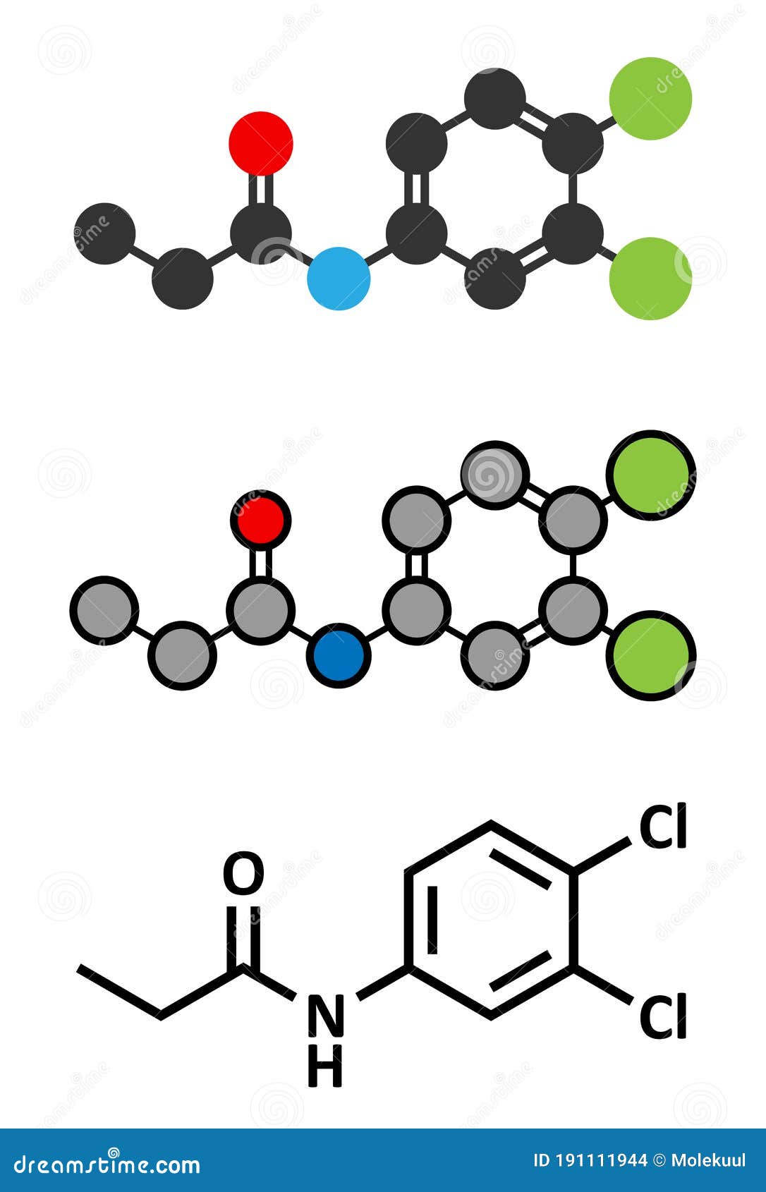 Propanil Herbicide Molecule Stock Vector - Illustration of atomic ...