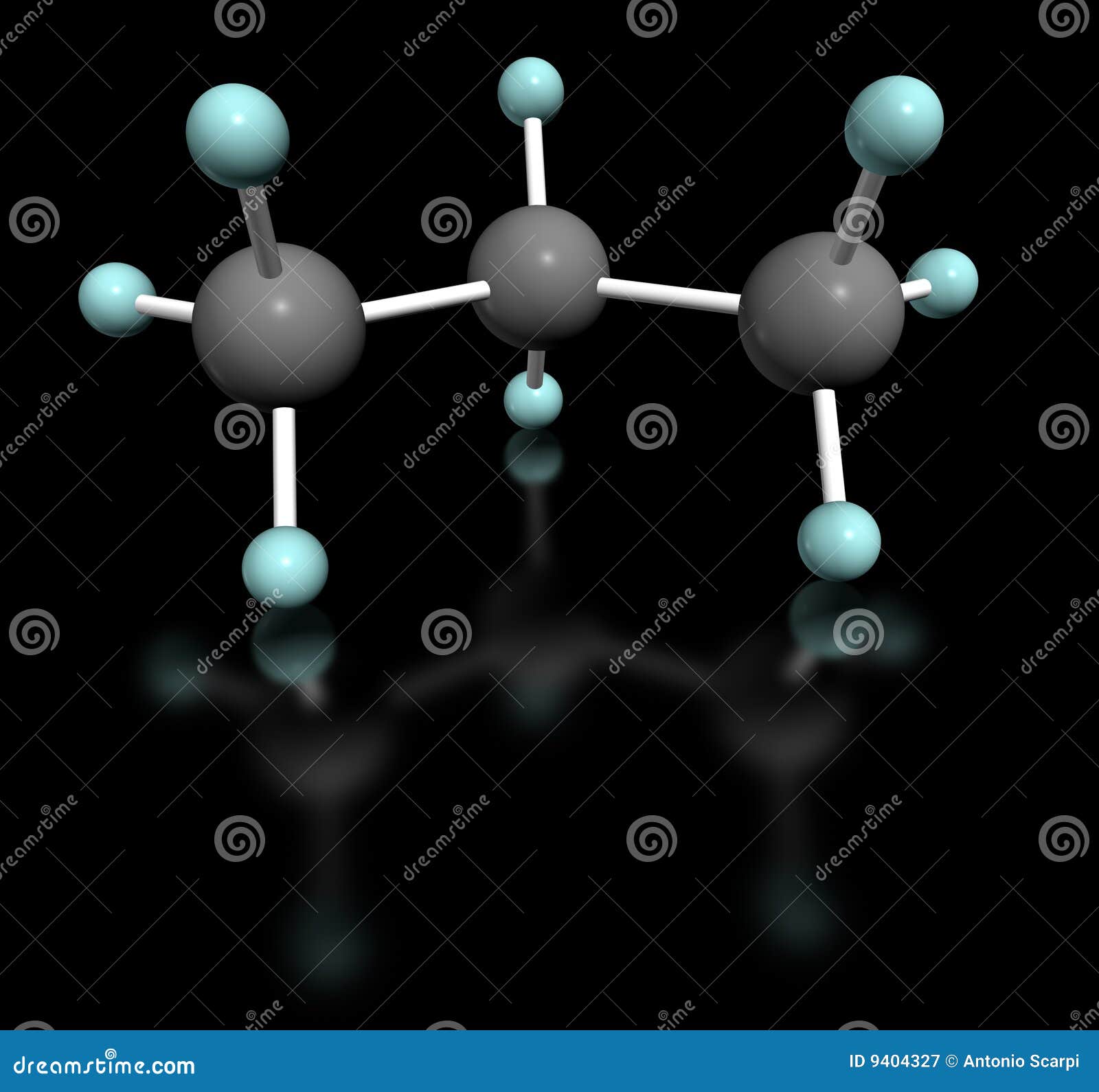 Model Of A Propane Molecule Of The Family Of The Single Bonded ...
