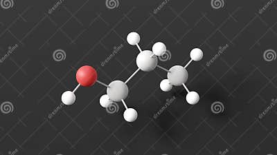 1-propanol Molecule, Molecular Structure, Propanol, Ball and Stick 3d ...