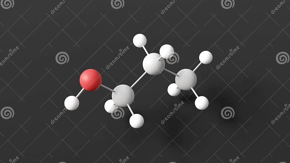 1-propanol Molecule, Molecular Structure, Propanol, Ball and Stick 3d ...