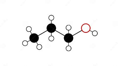 1-propanol Molecule, Structural Chemical Formula, Ball-and-stick Model ...