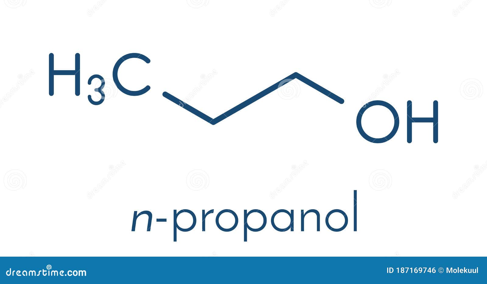 Propanol N Propanol Solvent Molecule Skeletal Formula Royalty Free