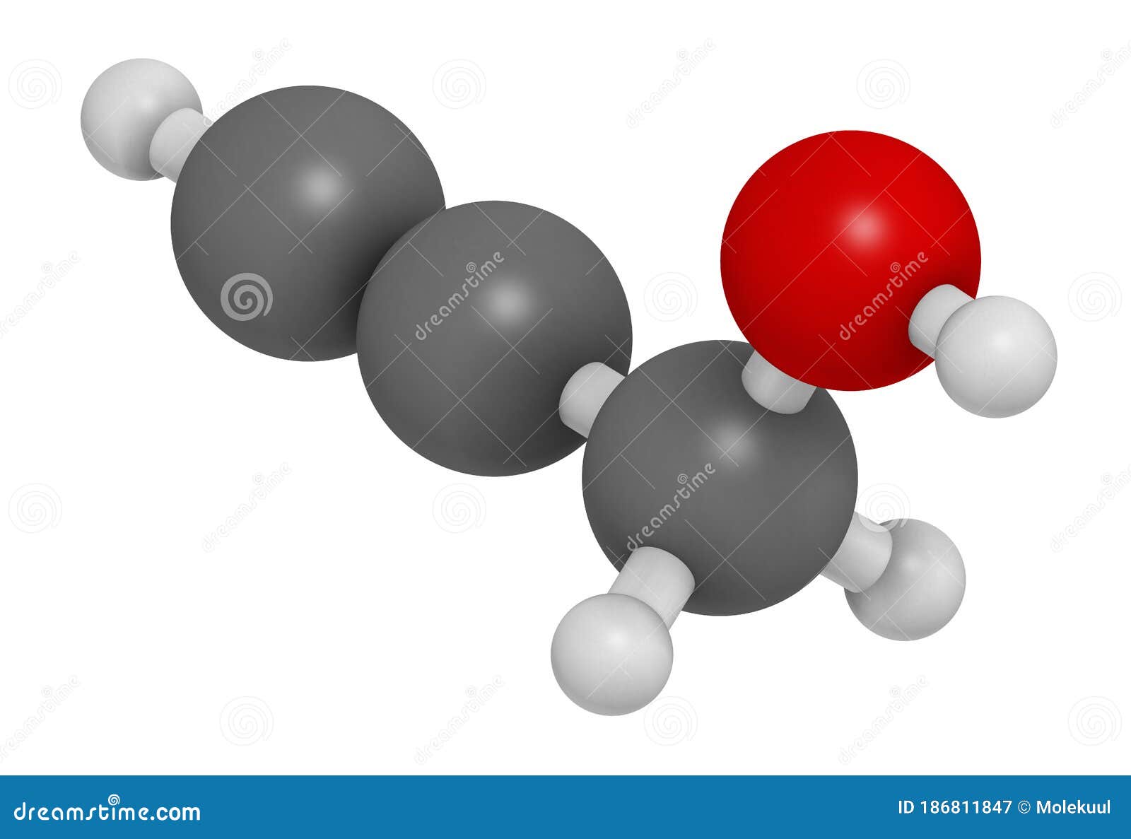 Propargyl Alcohol Molecule. 3D Rendering Stock Illustration ...