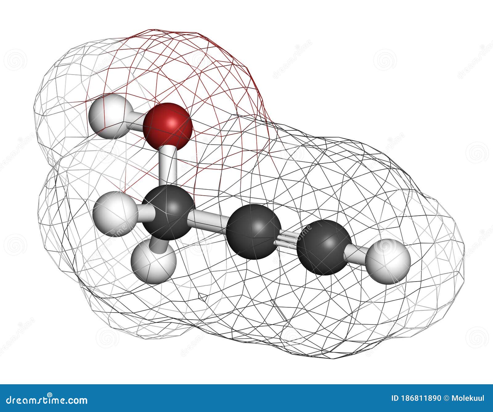 Propargyl Alcohol Molecule. 3D Rendering Stock Illustration ...