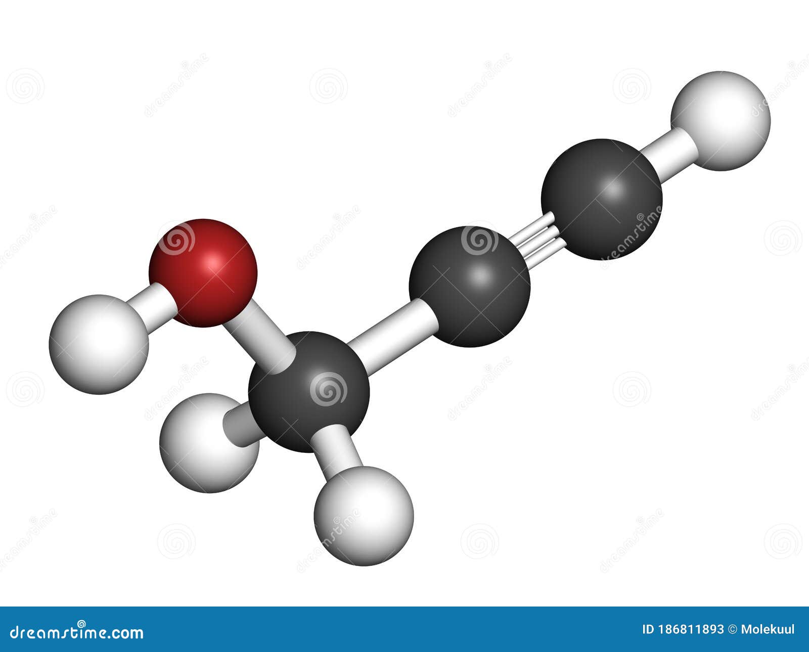 Propargyl Alcohol Molecule. 3D Rendering Stock Illustration ...