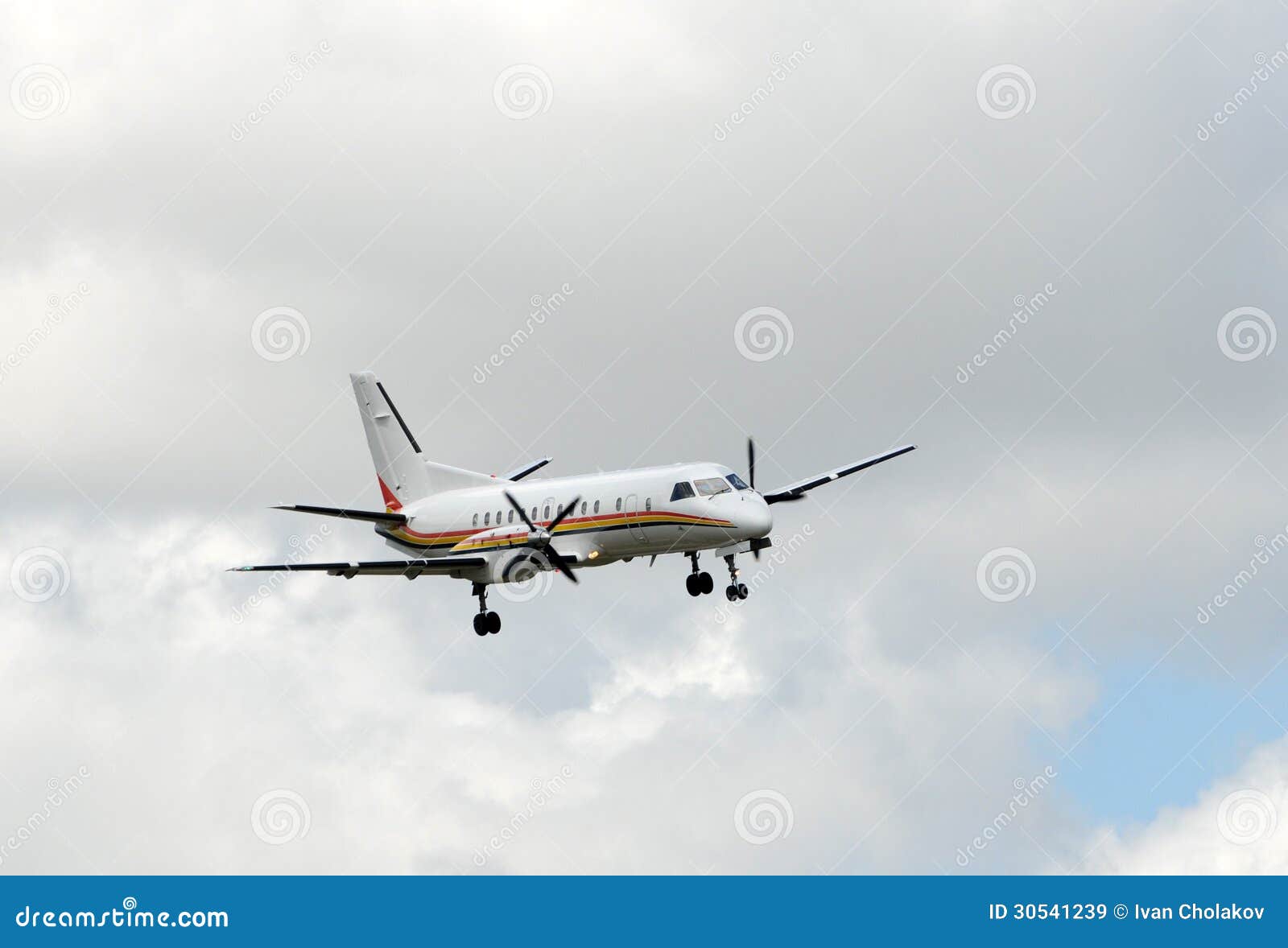 Propeller Airplane Approach for Landing Stock Image - Image of ...