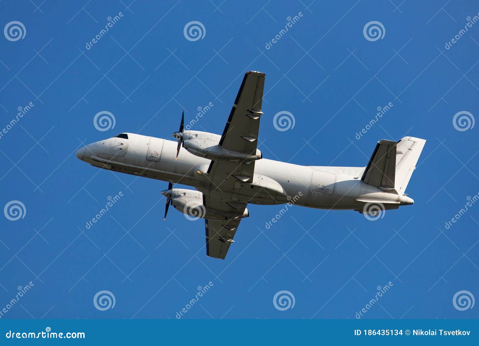 Propeller Airplane in Blue Sky Stock Photo - Image of taxiway ...