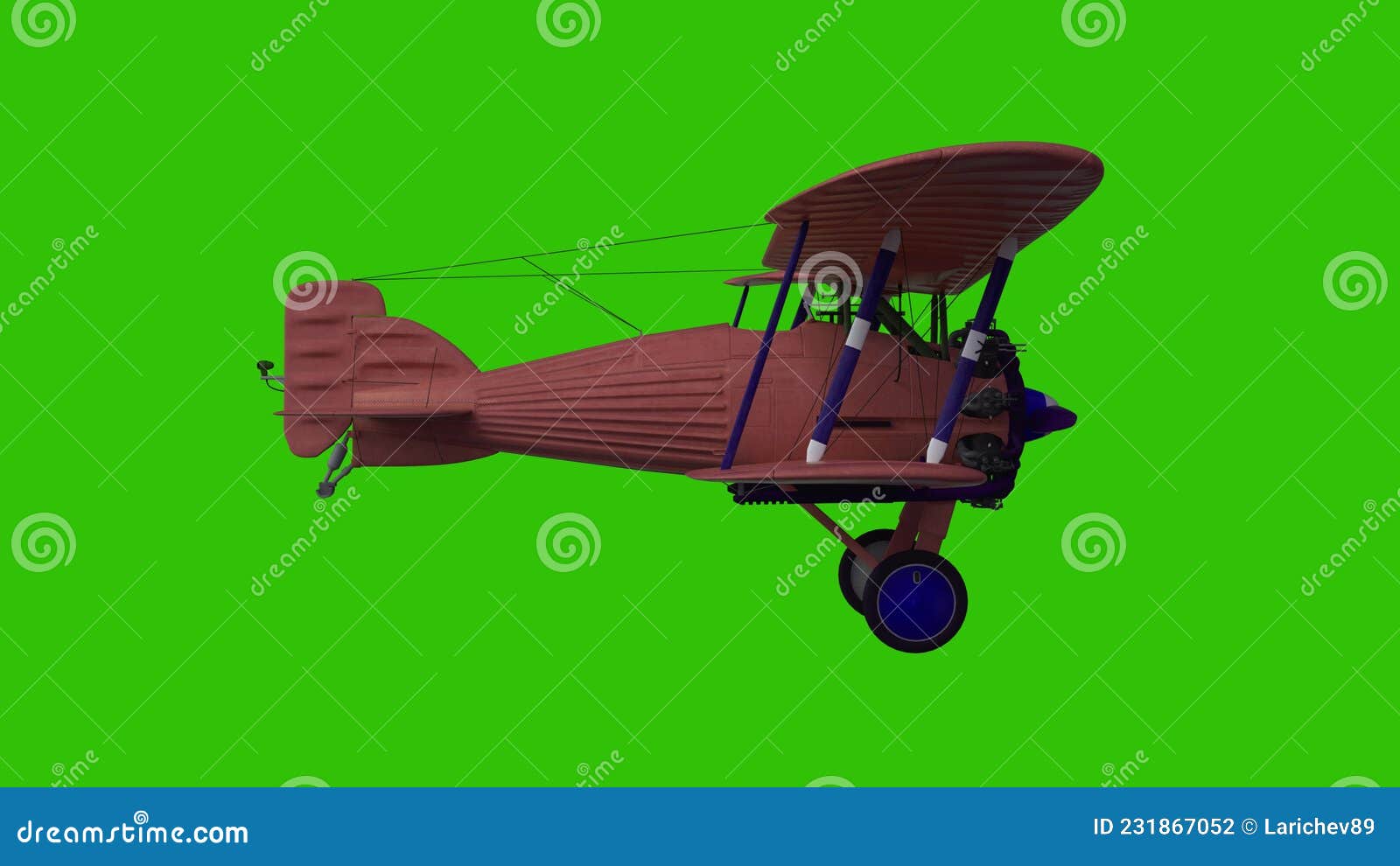 Propeller Airplane on a Green Screen. 3d Rendering Stock Illustration ...