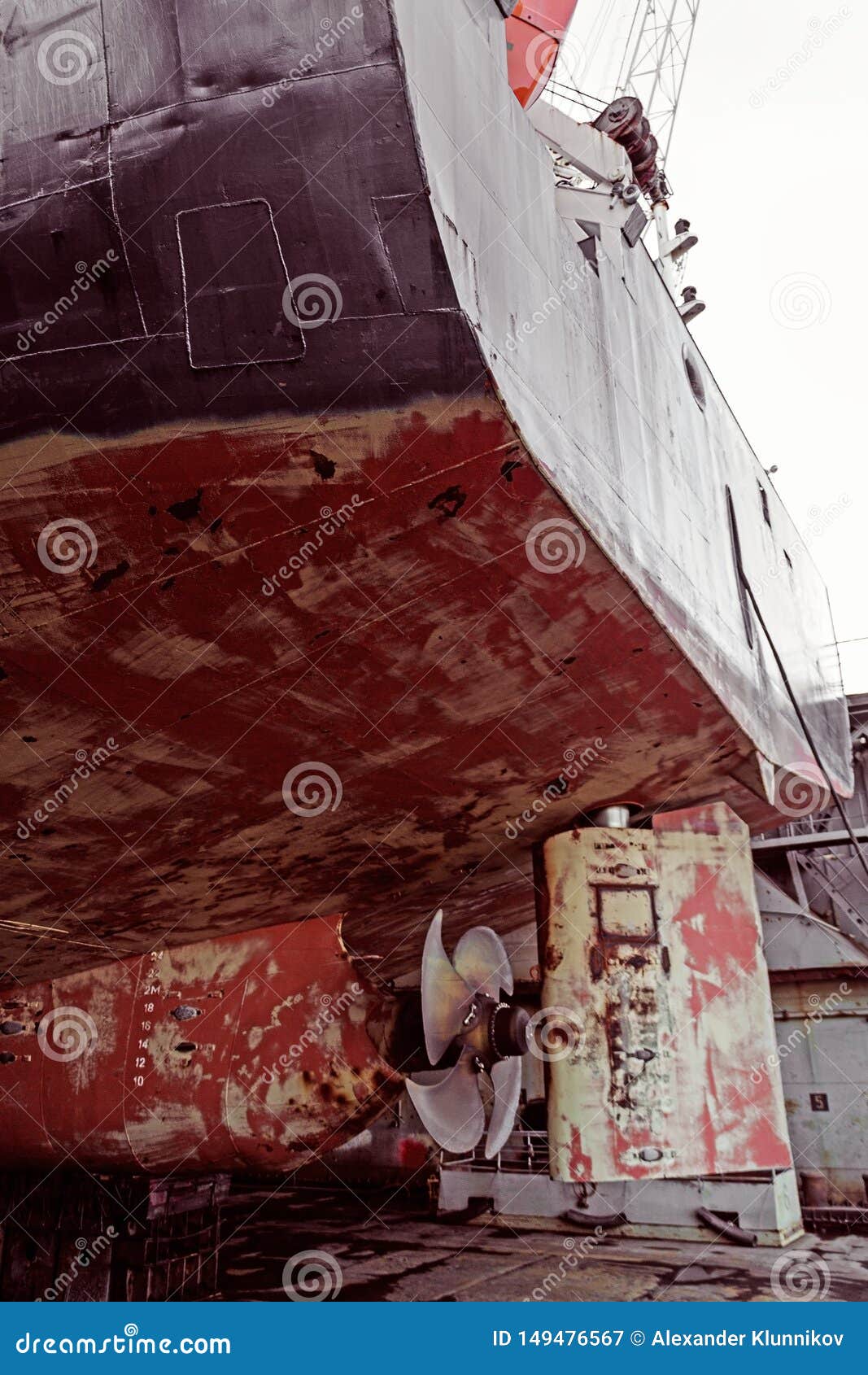 View From The Stern Of Tug Boat Docked At Port Dock. Professional Boat ...