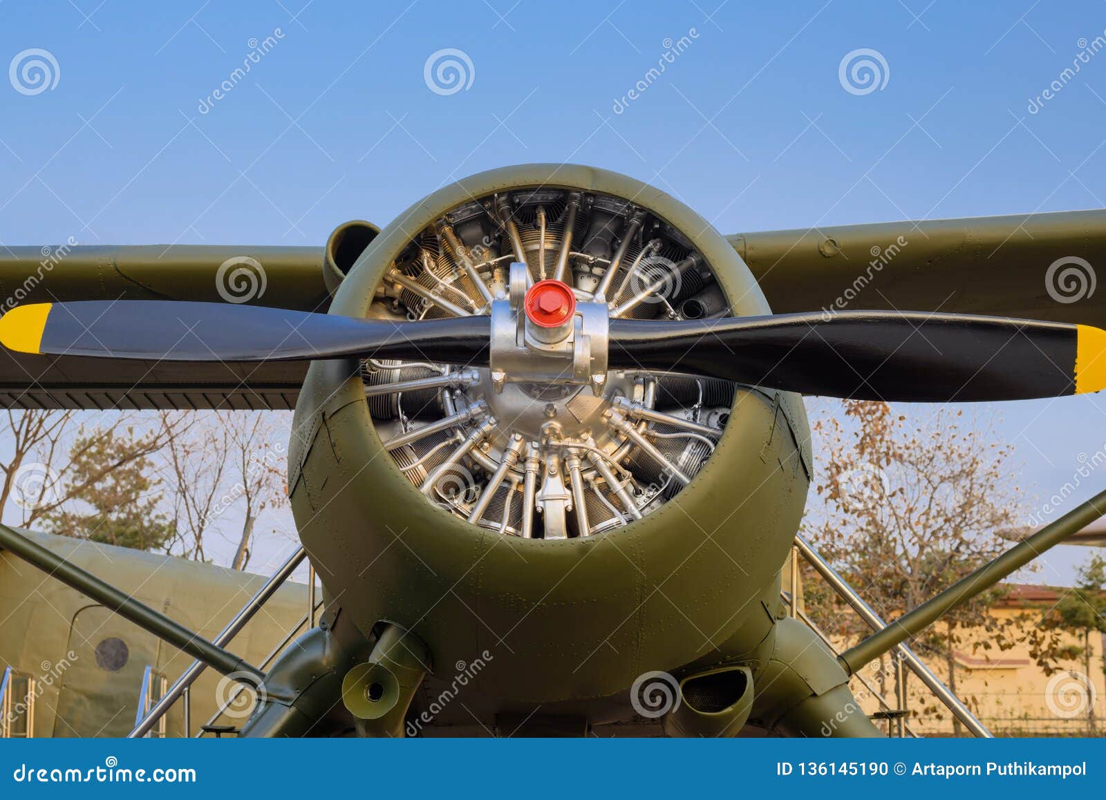 The Propeller and Engine of Old Airplane Stock Photo - Image of vintage ...
