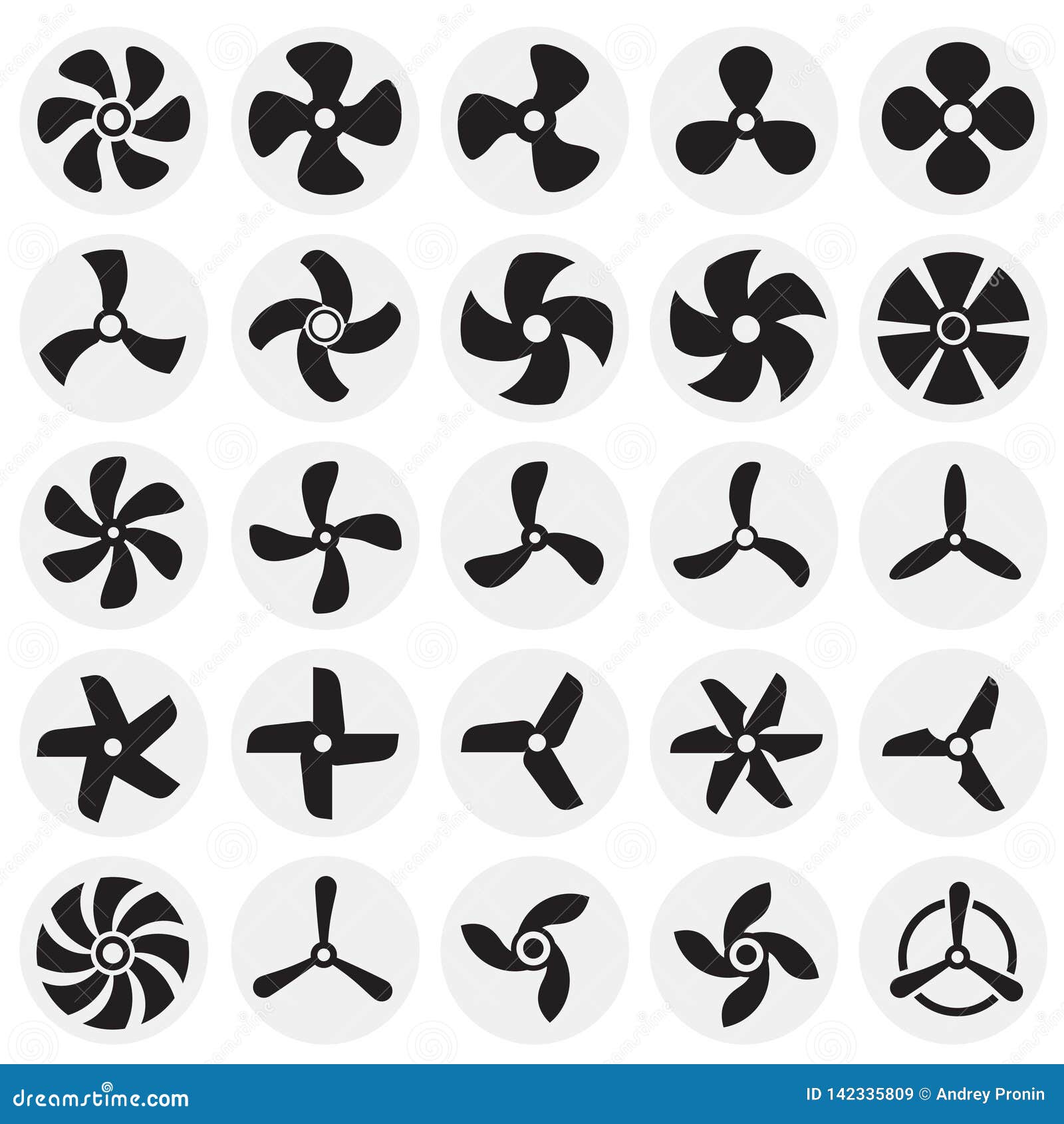 Propeller Icons Set on Circles Background for Graphic and Web Design ...