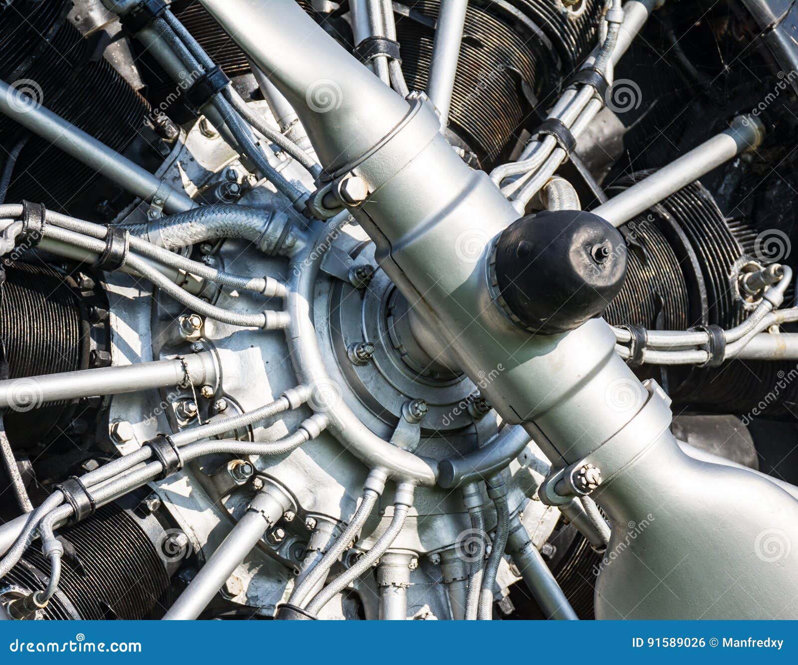 Propeller of an Old Historic Aircraft Stock Photo - Image of cylinder ...