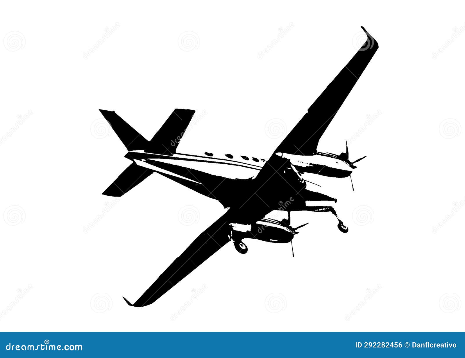 Propeller Plane Flying Isolated Graphic Stock Photo - Image of ...