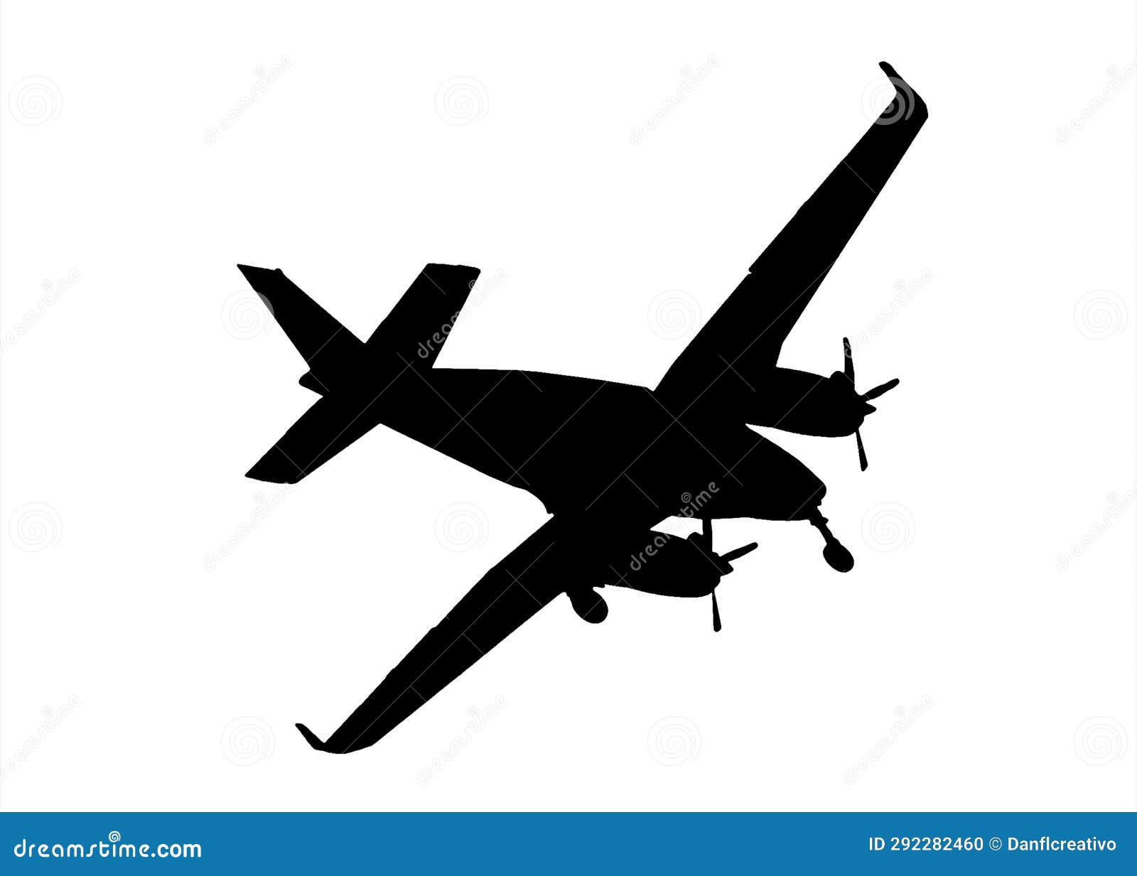 Propeller Plane Flying Isolated Silhouette Stock Photo - Image of trip ...