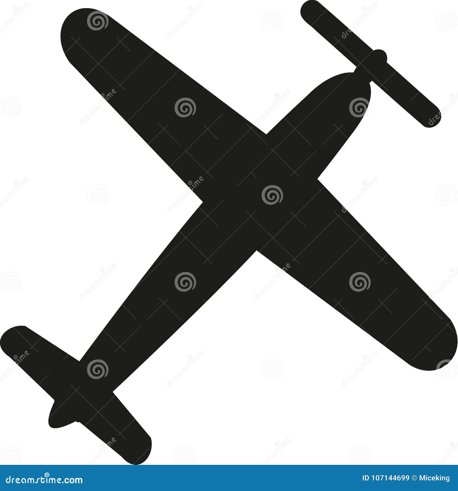 Propeller plane icon stock vector. Illustration of pictogram - 107144699