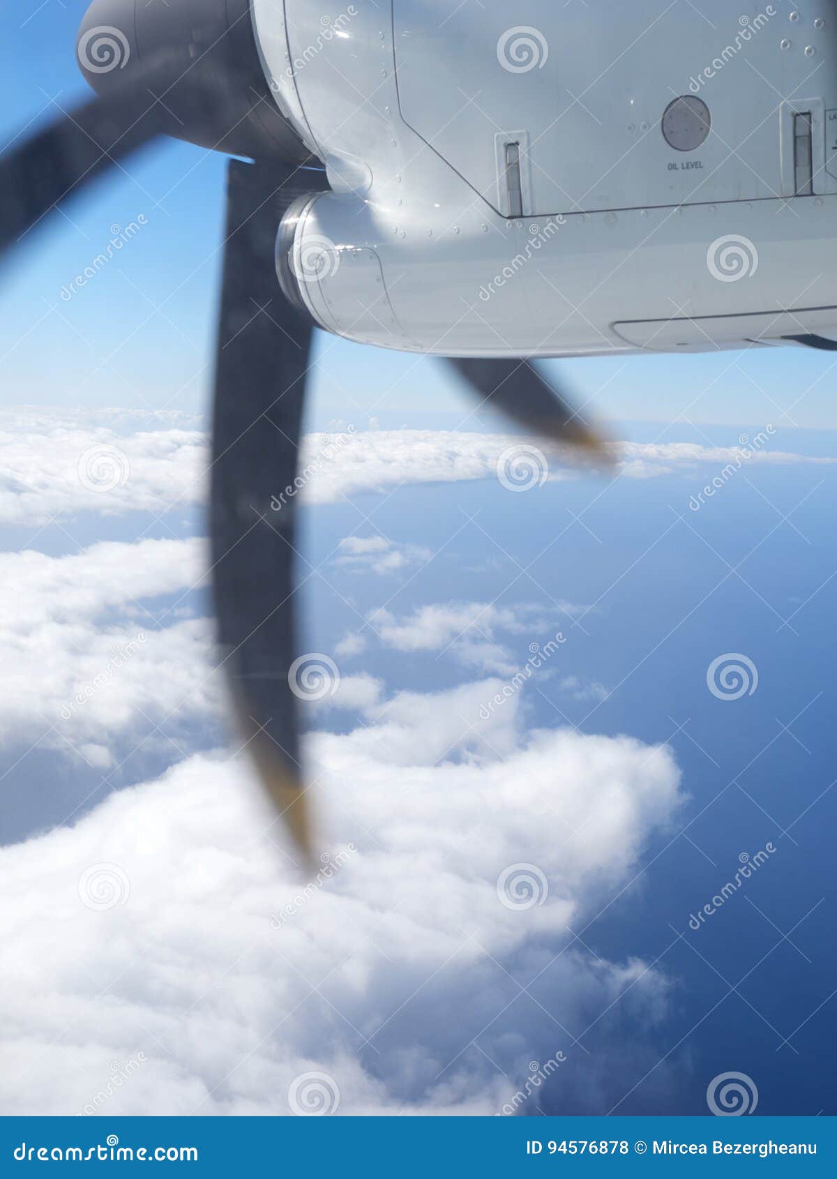 Propeller of the Plane View from Airplane Window Stock Photo - Image of ...