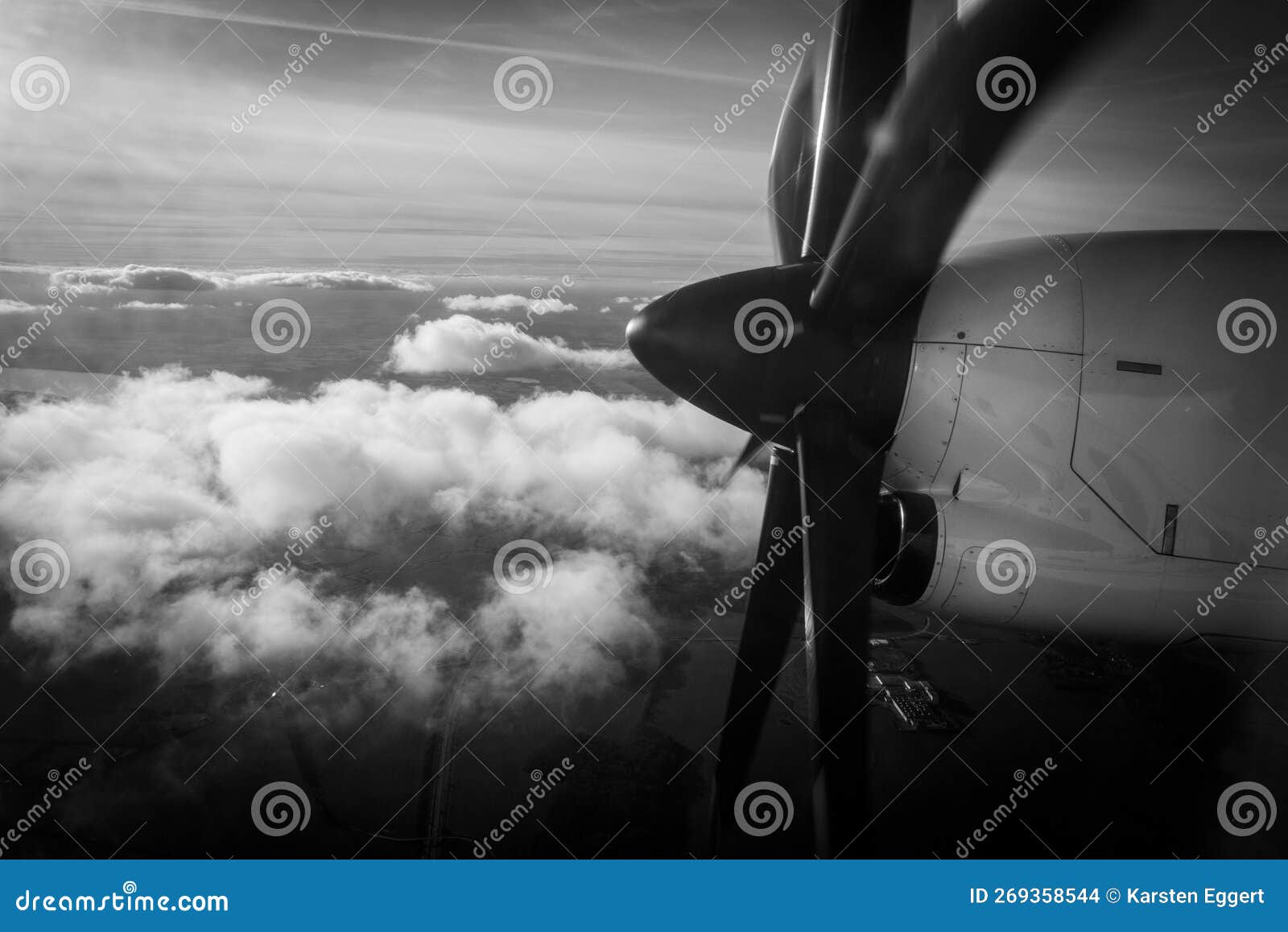 The Propeller of a Propeller Plane Flying Above the Clouds Stock Photo ...
