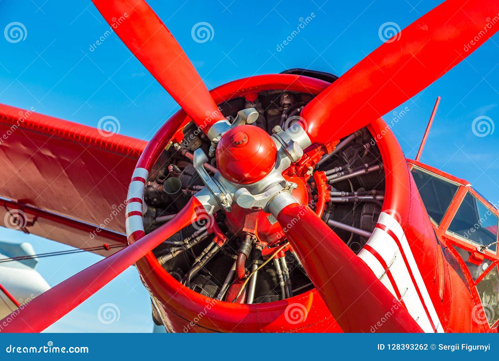 Propeller of Red biplane editorial photography. Image of background ...