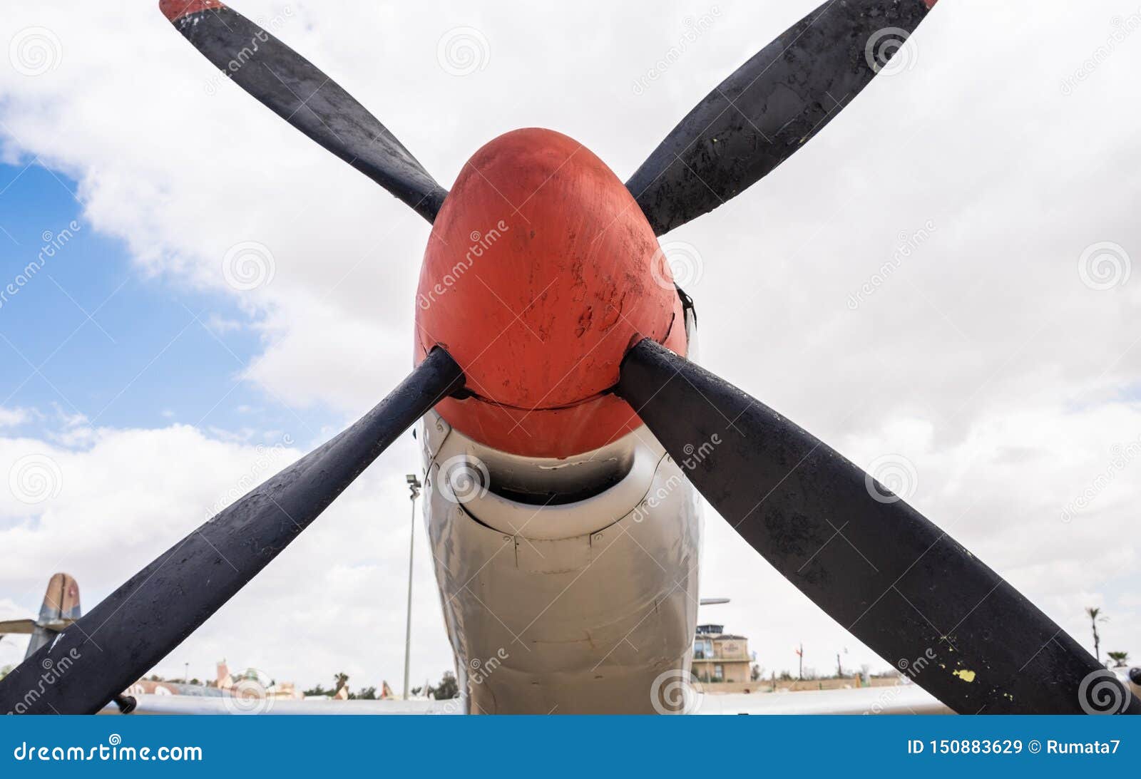 Propeller of Vintage Airplane on Blue Sky Background Editorial Stock ...