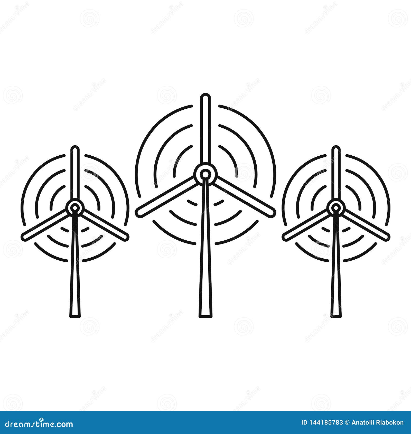 Propeller Wind Turbine Icon, Outline Style Stock Vector - Illustration ...