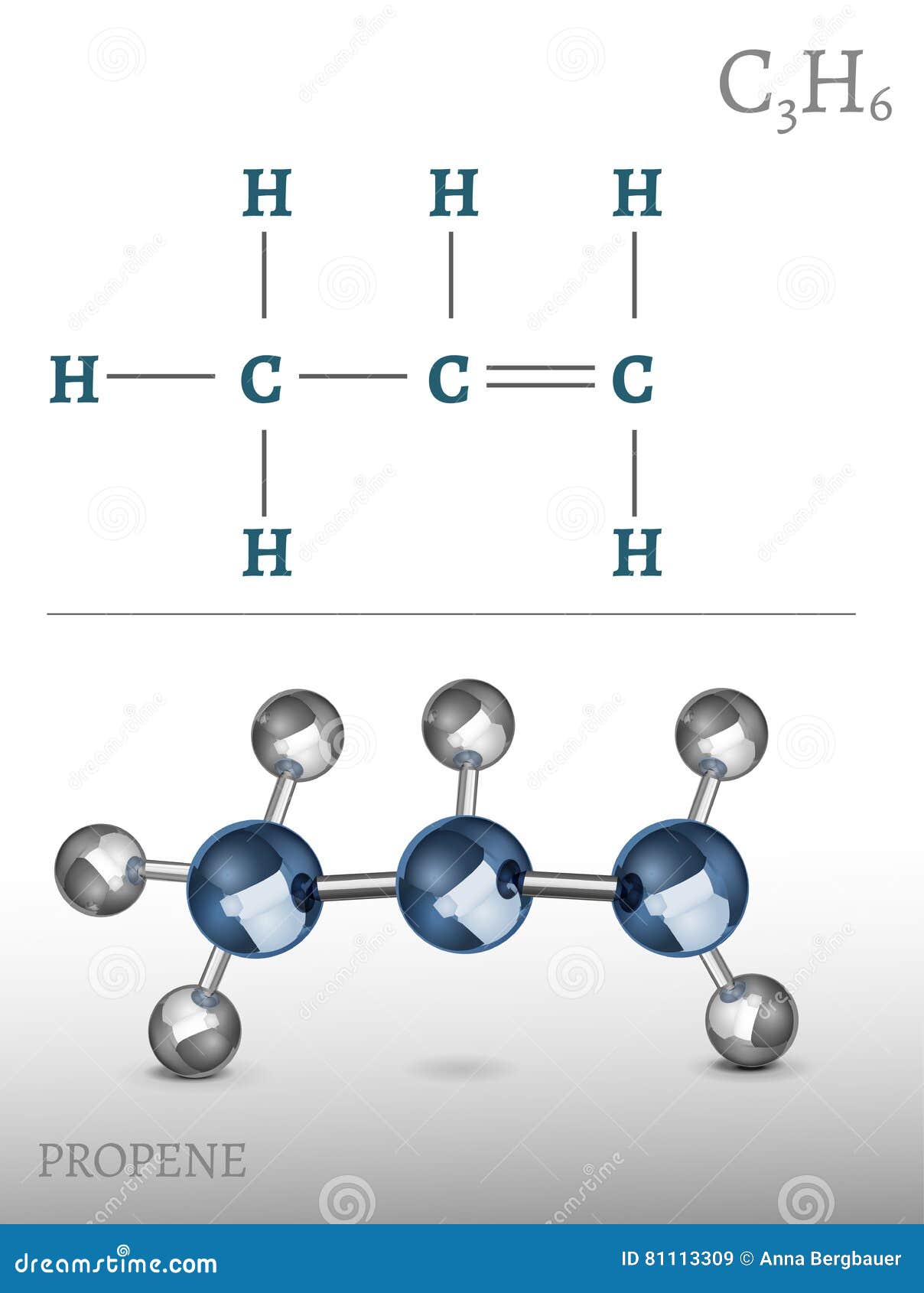 Propene Molecule 01 A Vector Illustration | CartoonDealer.com #80905628