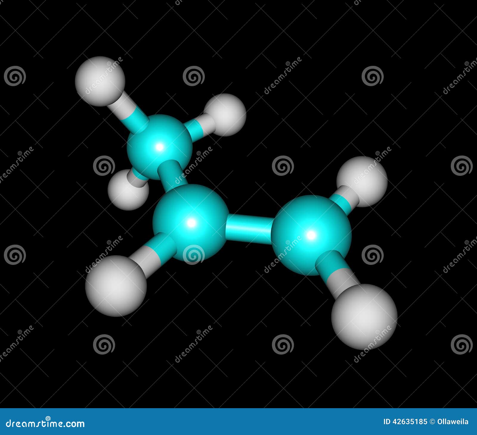 Propene (propylene) Molecular Structure on Black Background Stock ...