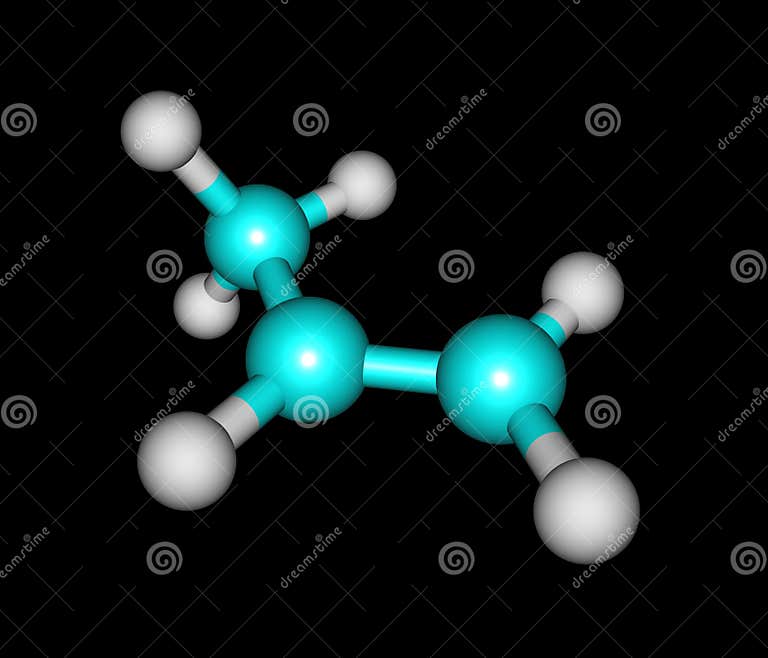 Propene (propylene) Molecular Structure on Black Background Stock ...