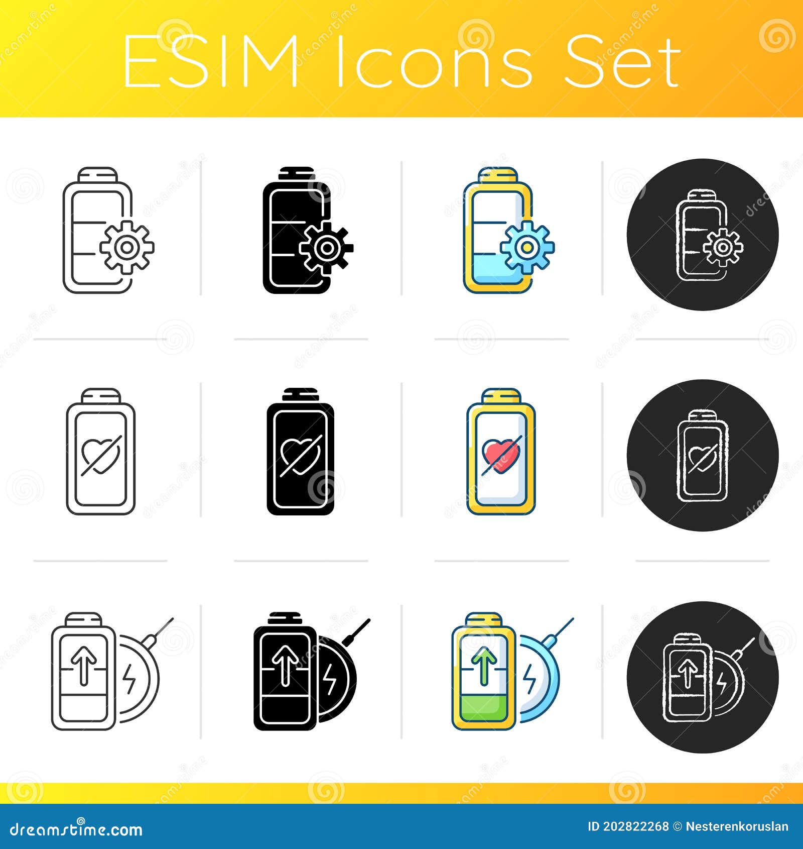 Proper Battery Usage Icons Set Stock Vector - Illustration of digital ...