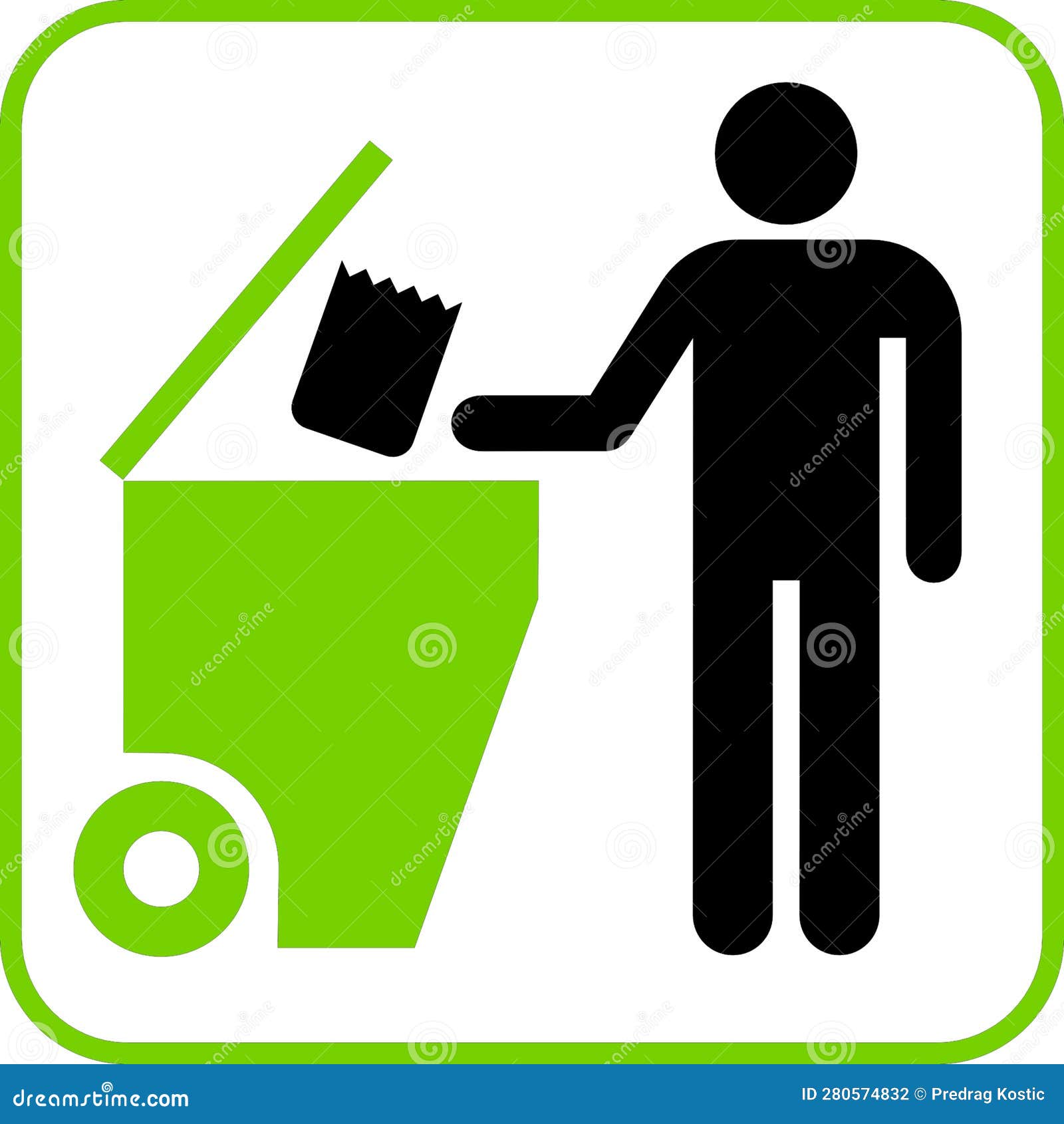 Proper garbage disposal stock illustration. Illustration of label ...