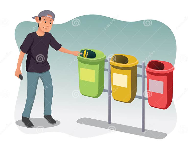 Proper Garbage Disposal, Waste Sorting Stock Vector - Illustration of ...