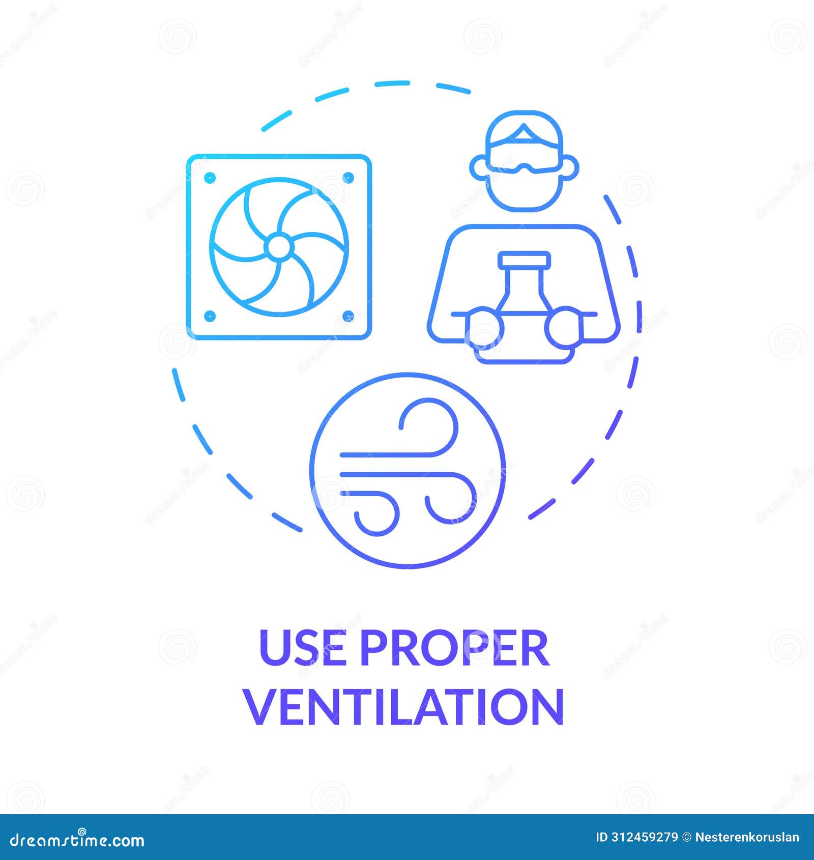 Proper Ventilation Use Blue Gradient Concept Icon Stock Vector ...