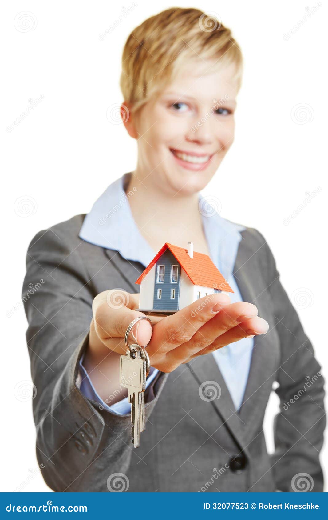Property Broker with House and Keys Stock Image - Image of broker, copy ...
