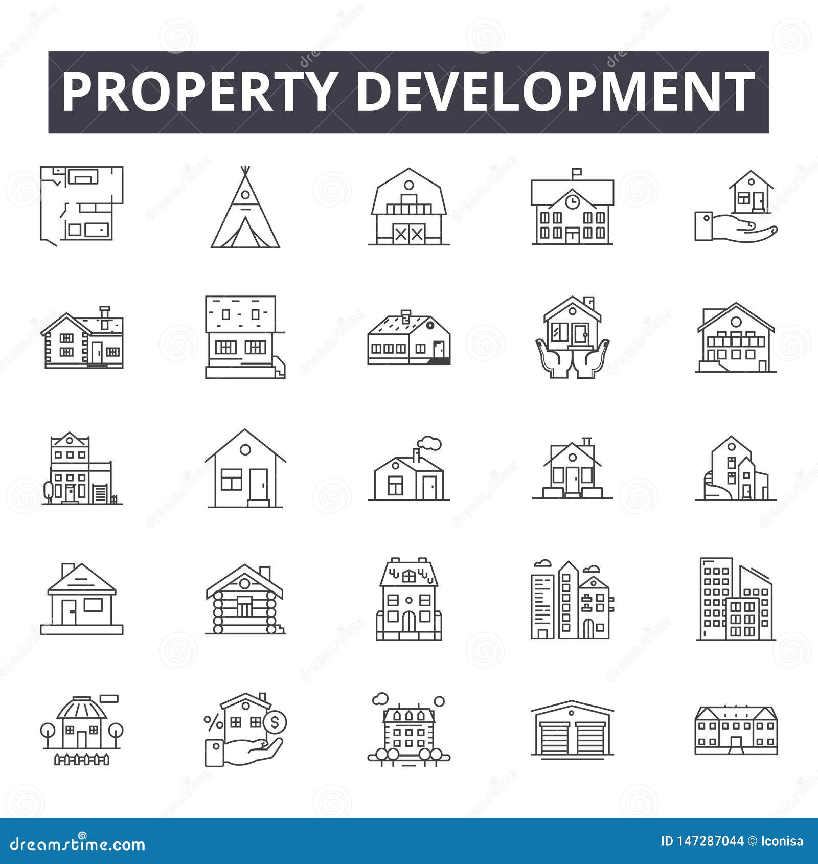 Property Development Line Icons, Signs, Vector Set, Linear Concept ...
